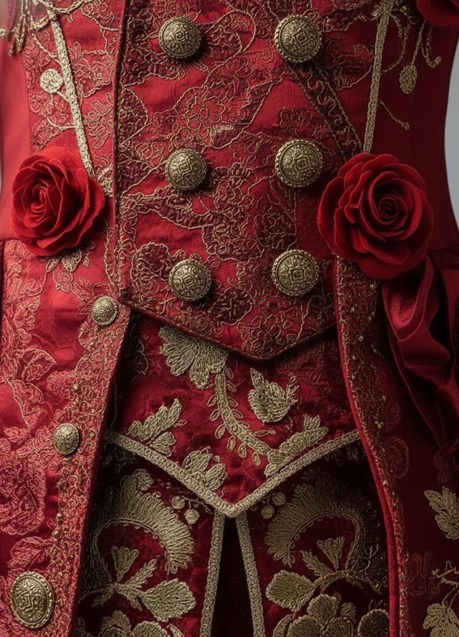 Royal Red Embroidered Coat | Victorian Baroque Long Jacket | Luxury ...