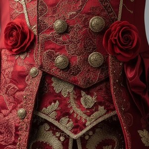 Royal Red Embroidered Coat | Victorian Baroque Long Jacket | Luxury ...