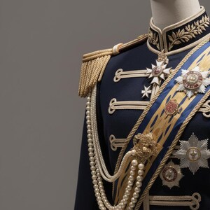 Regal Royal Military Uniform Costume – Embroidered Noble Officer Outfit ...