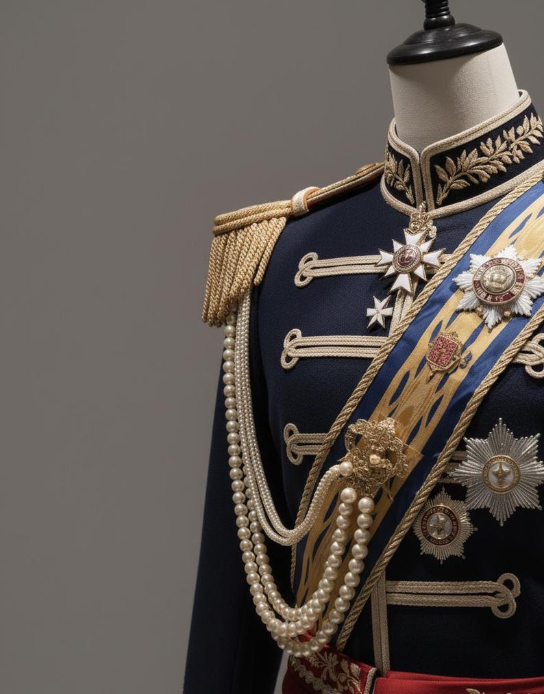 Regal Royal Military Uniform Costume – Embroidered Noble Officer Outfit ...