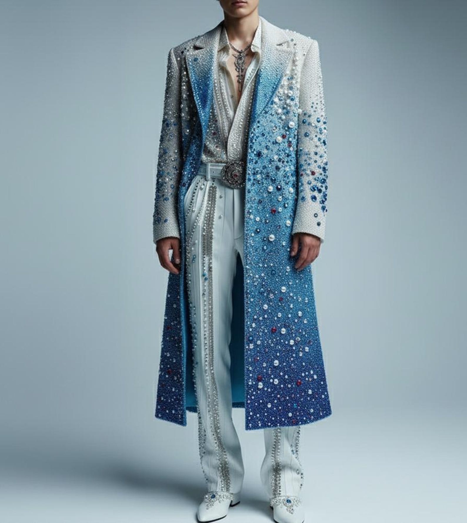 Luxury Blue Gradient Crystal Embellished Men’s 3-piece Suit | Custom ...