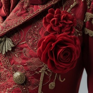 Royal Red Embroidered Coat | Victorian Baroque Long Jacket | Luxury ...