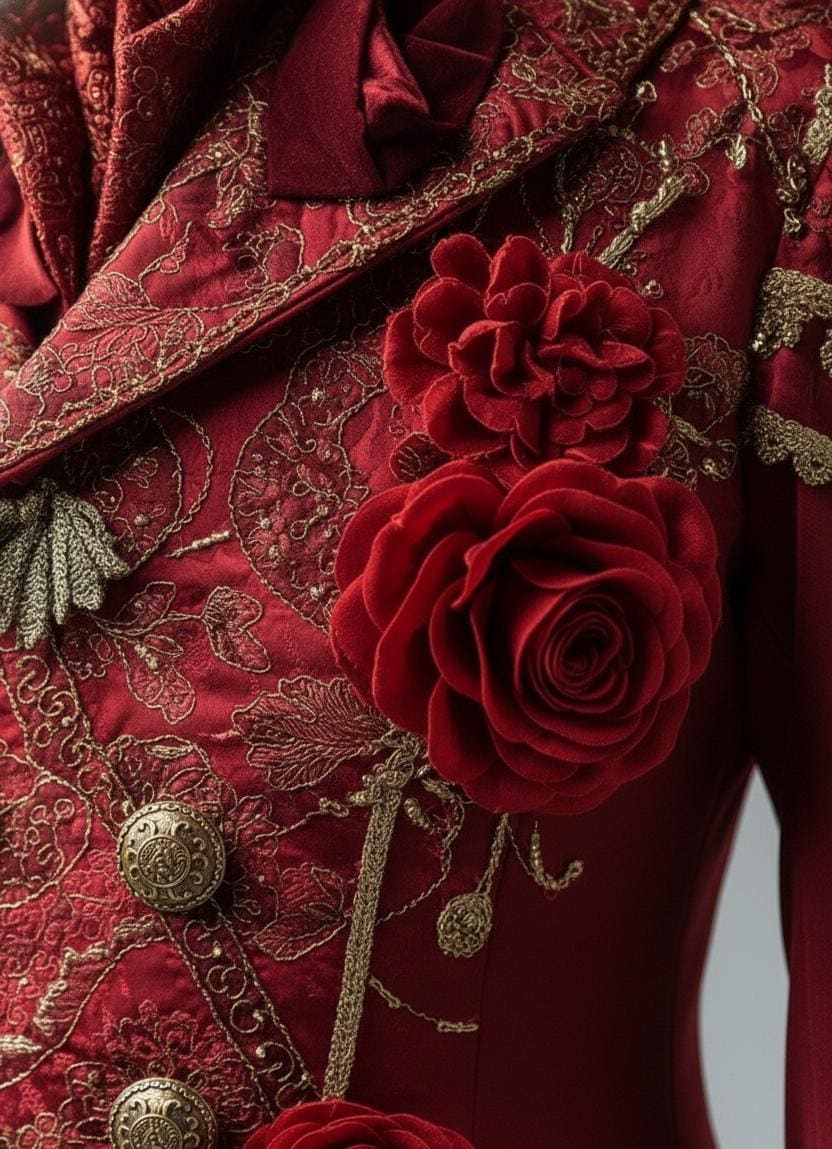 Royal Red Embroidered Coat | Victorian Baroque Long Jacket | Luxury ...