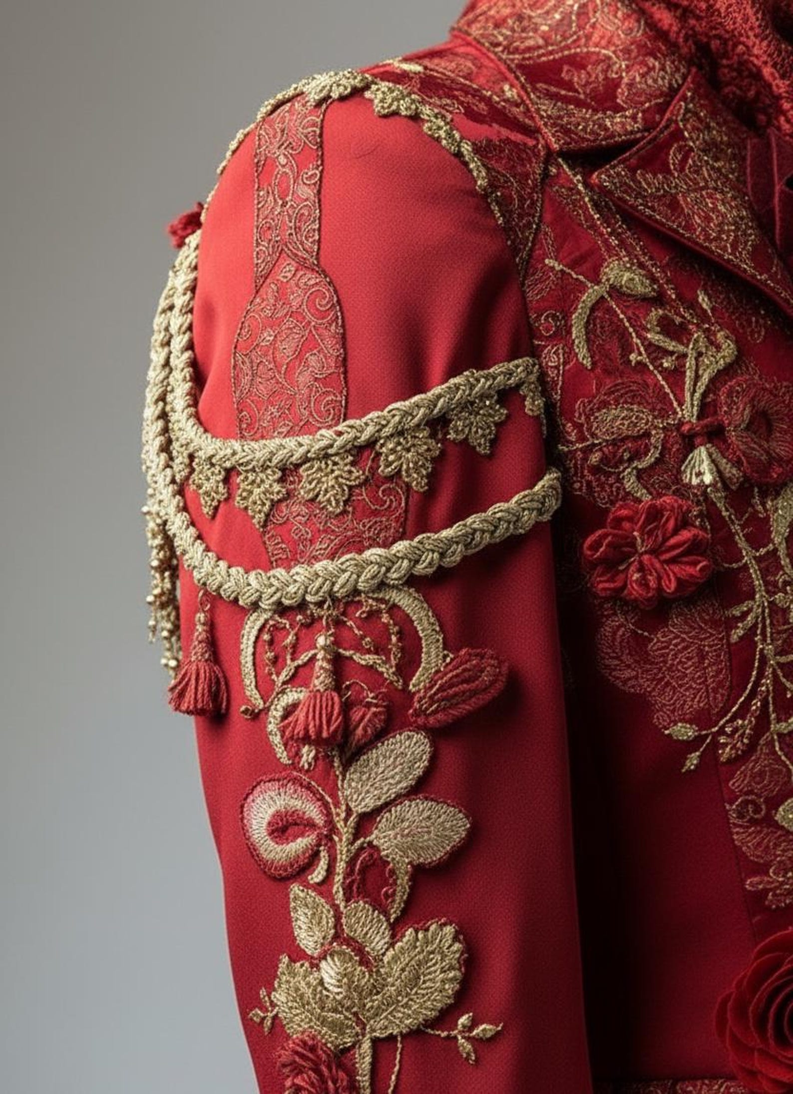 Royal Red Embroidered Coat | Victorian Baroque Long Jacket | Luxury ...