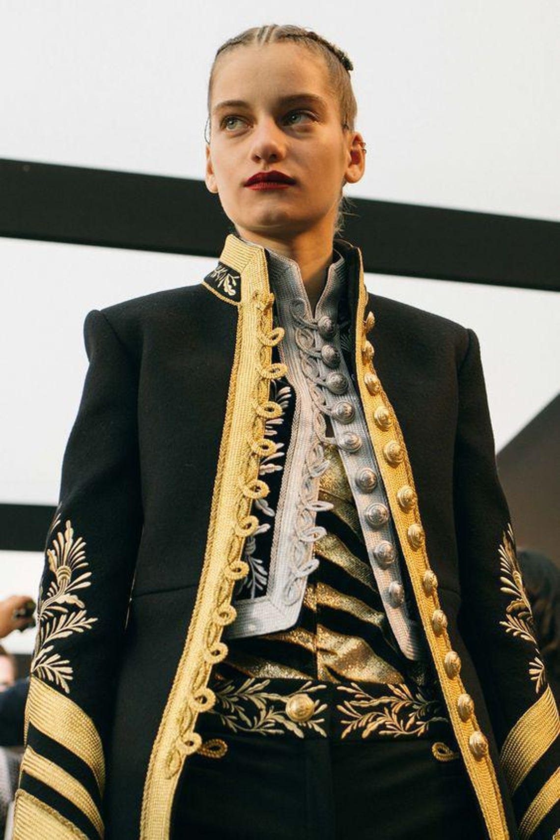 Regal Embroidered Black Military Jacket Suit Gold Baroque Embellished ...