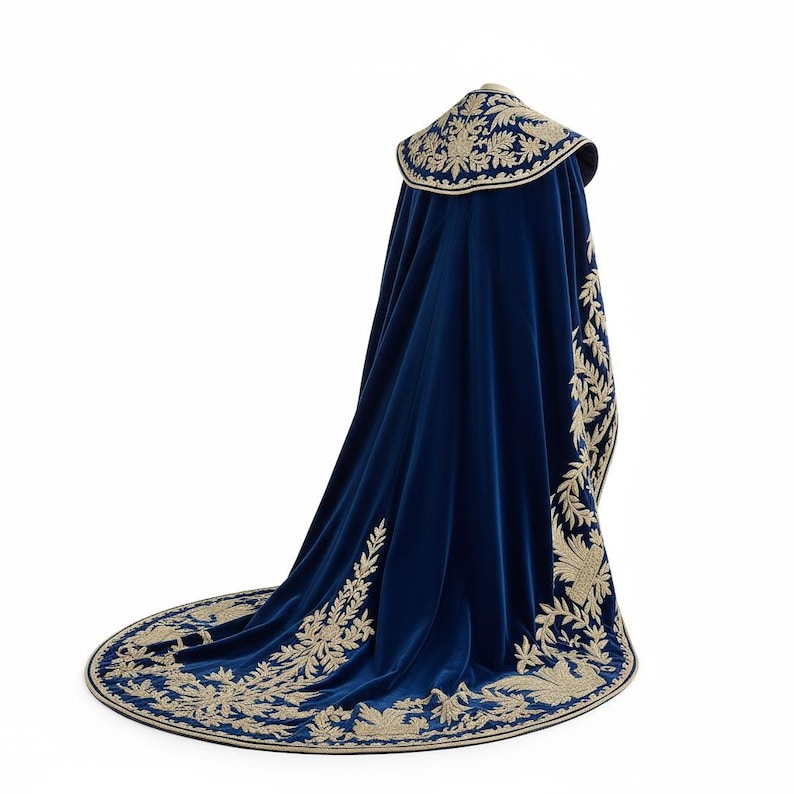 Royal Blue & Maroon Velvet Embroidered Men’s Regal Cloak | Handmade ...