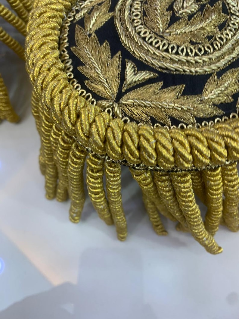 Regal Military Gold Epaulette | Hand-embroidered Ornamental Shoulder ...