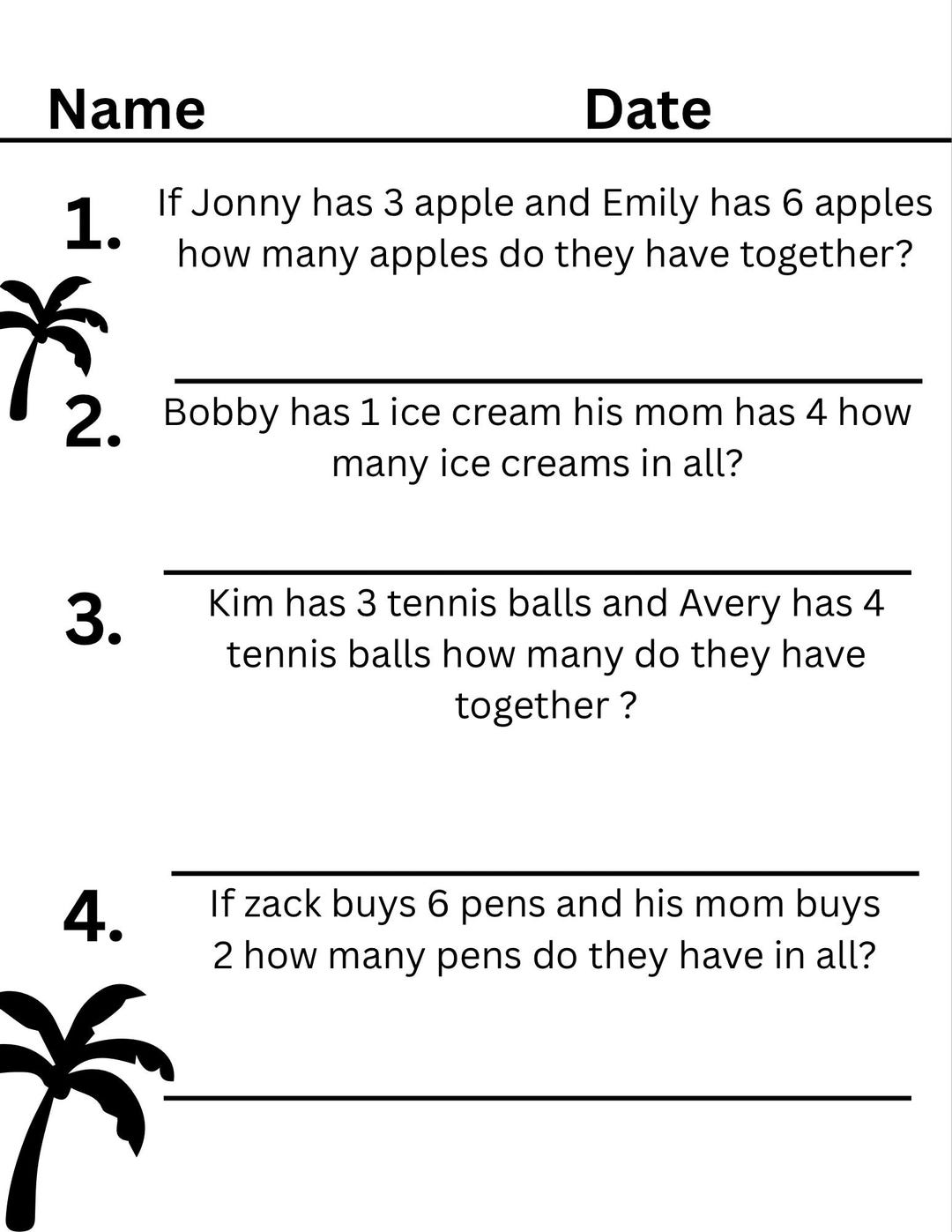 Easy Word Problems for Kids - Etsy