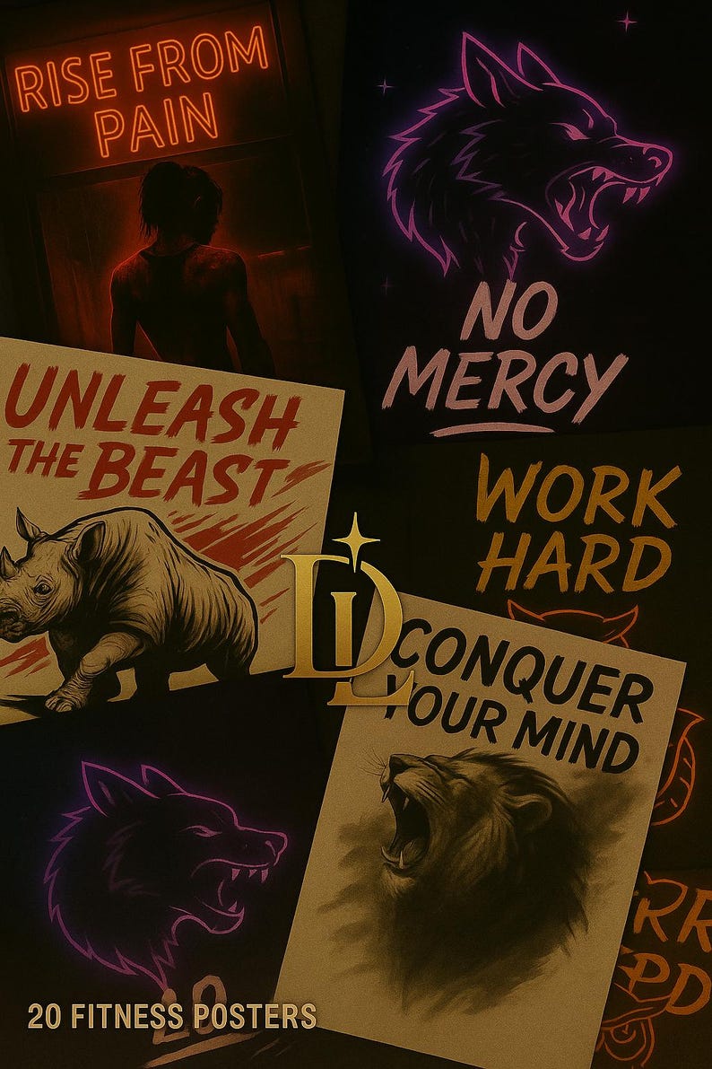 Fitness Poster Pack, Gym Wall Art, Digital Motivational Posters ...