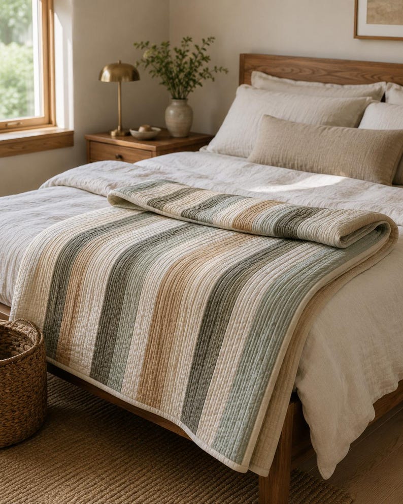 Japandi Minimalist Strip Quilt Pattern PDF, Beginner Friendly Modern ...