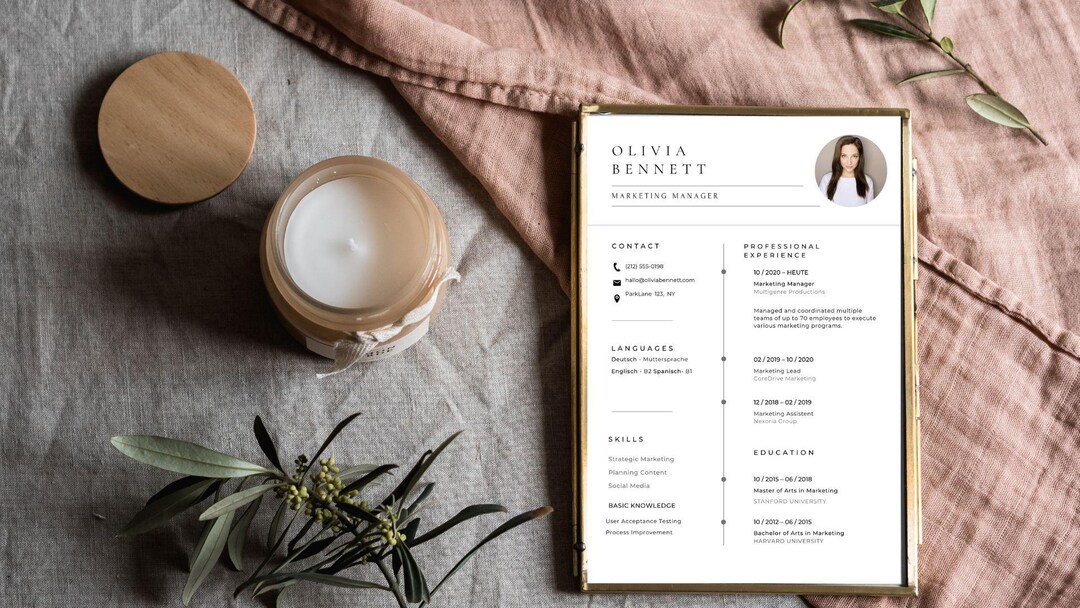 Elegant Resume Template for Women | Canva CV With Photo | Professional ...