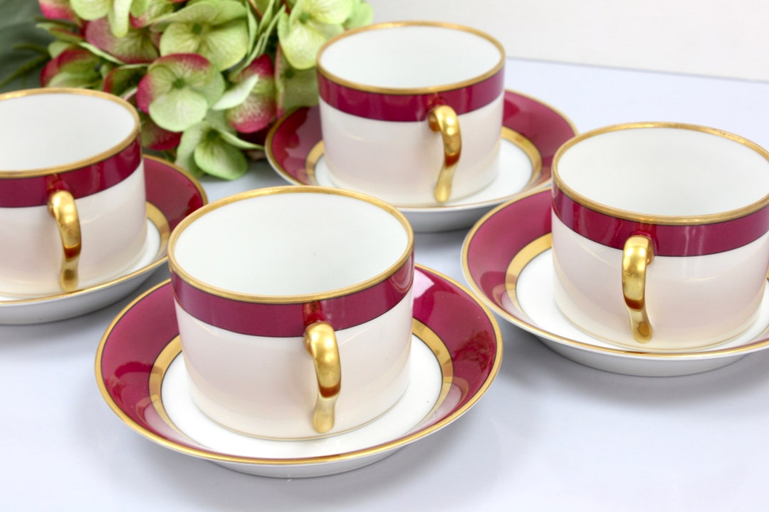 Vintage Fitz and Floyd Tea Cups and Saucers, SET for 4, Elegant Tea ...