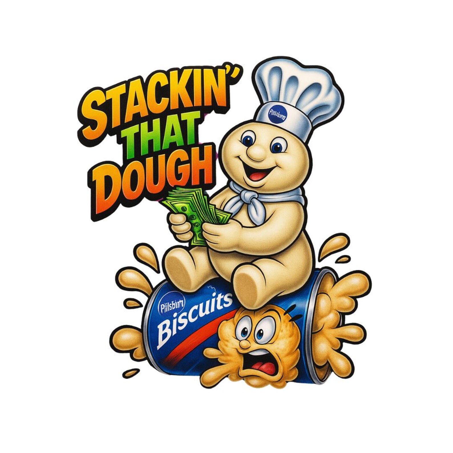 Stackin That Dough Retro Bootleg Style Pillsbury Doughboy Graphic T ...
