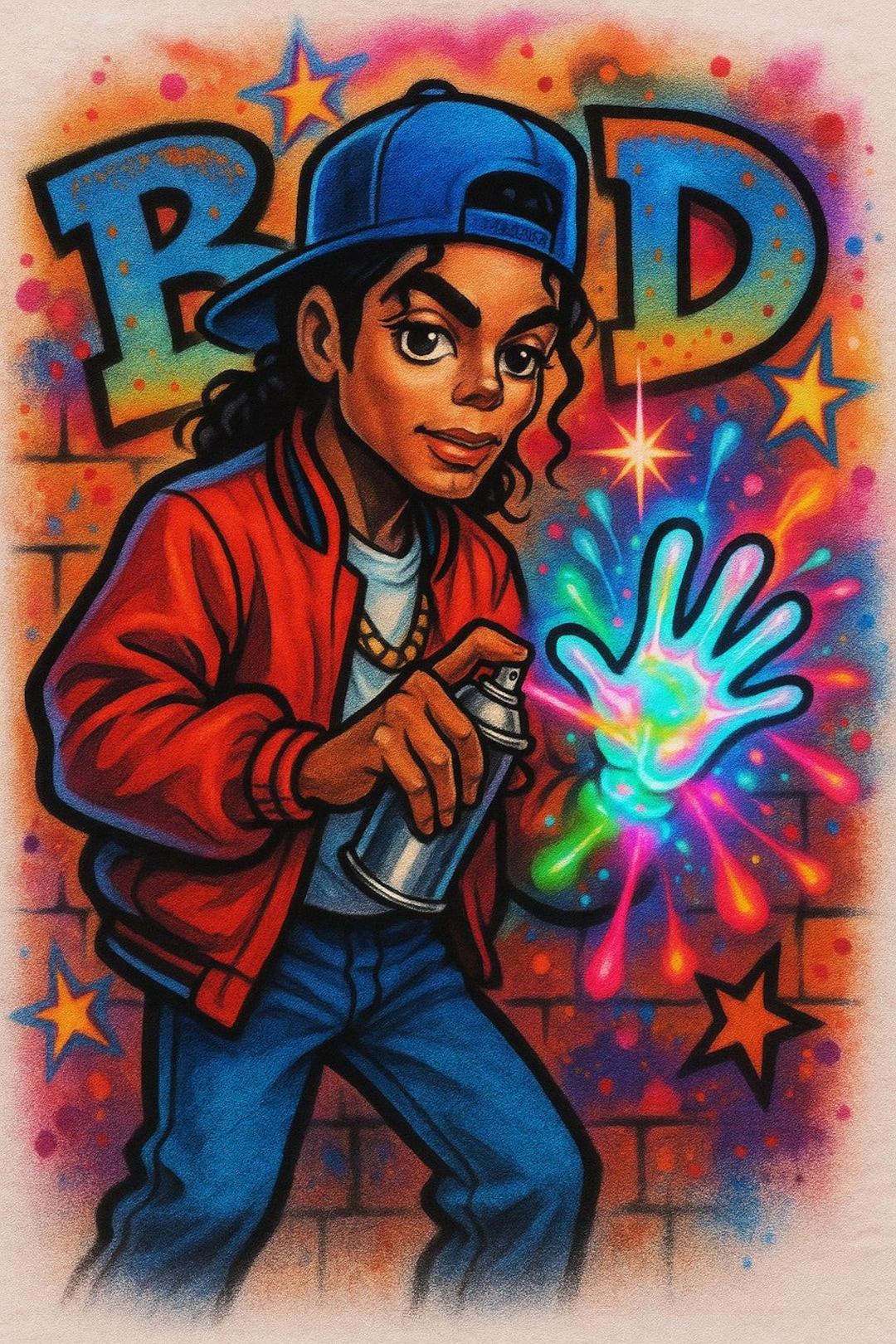 Cartoon Hip-hop Michael Jackson Graffiti T-shirt Design | Neon Airbrush ...