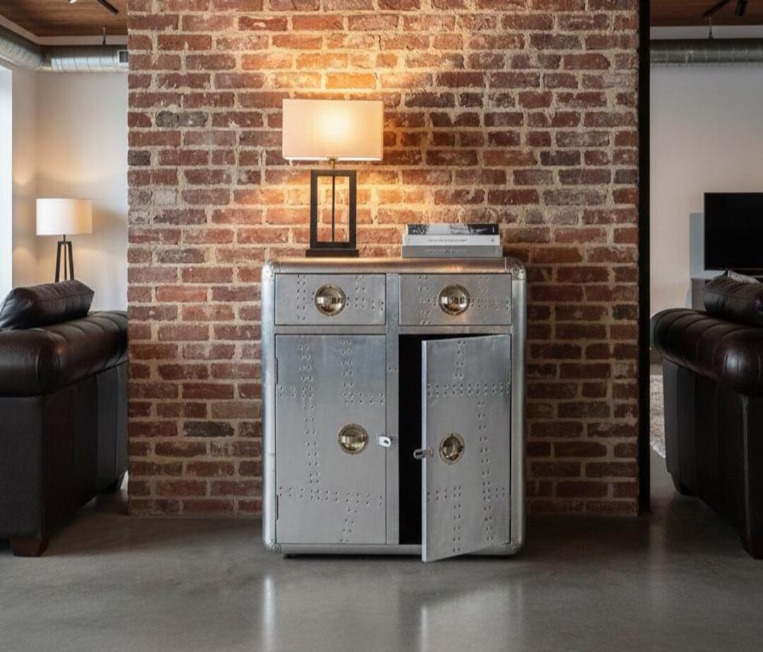 Handmade Aviator Sideboard | Riveted Aluminum Industrial Cabinet - Etsy