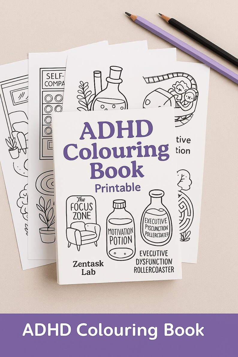 ADHD Colouring Book Printable – 20-page Digital Download for Adults ...