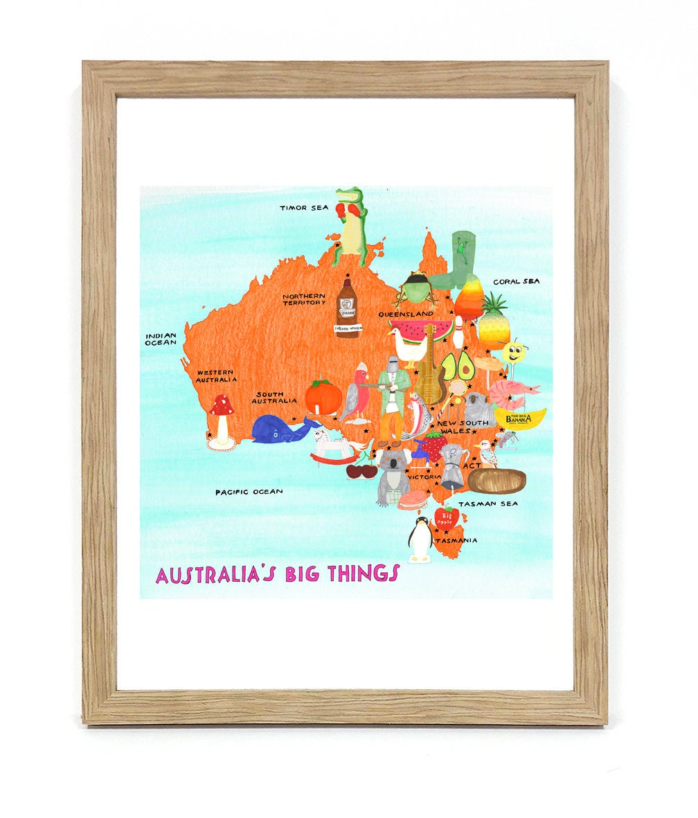 A4 Signed Print - Australia's Big Things Map - Etsy Australia