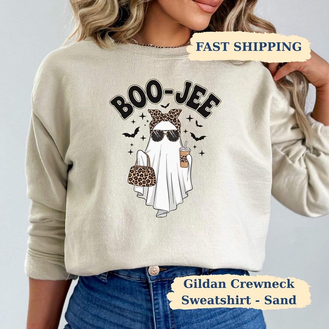 Halloween Boo-jee Ghost Sweatshirt, Girly Ghost Outfit for Leopard ...