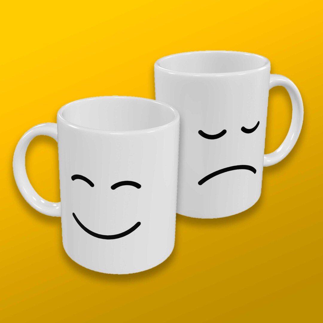 Minimalist Happy Sad Face Mug: Double Mood Ceramic Coffee Cup - Etsy