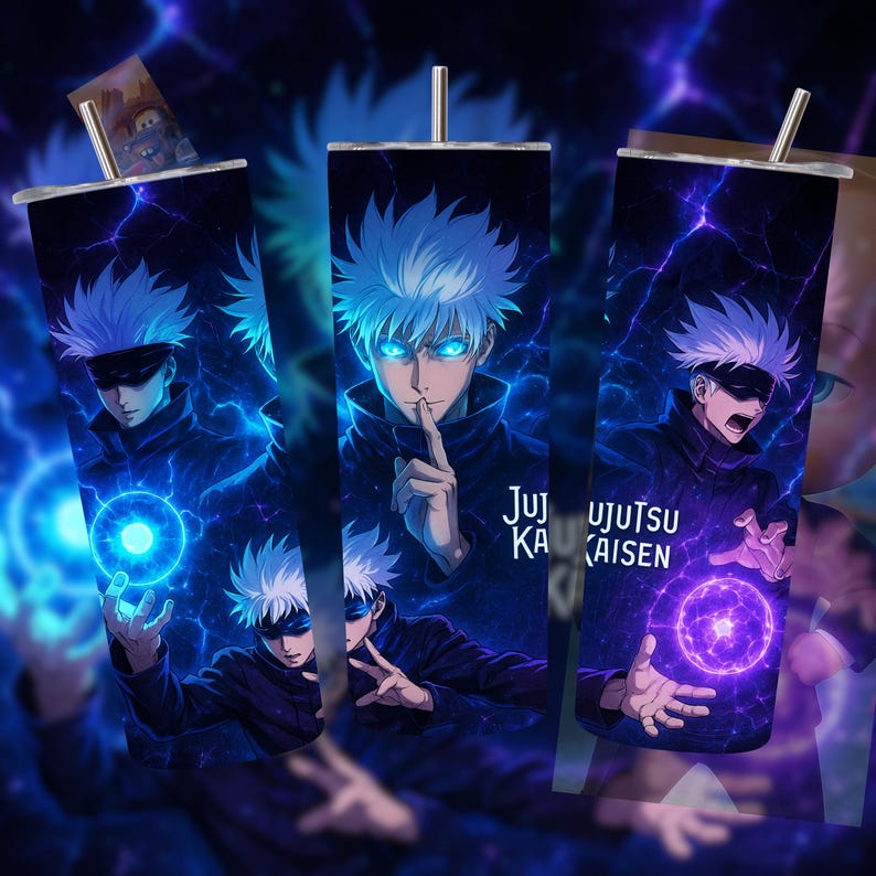 Gojo Jujutsu Kaisen Tumbler Wrap PNG: Anime Sublimation Design (digital ...