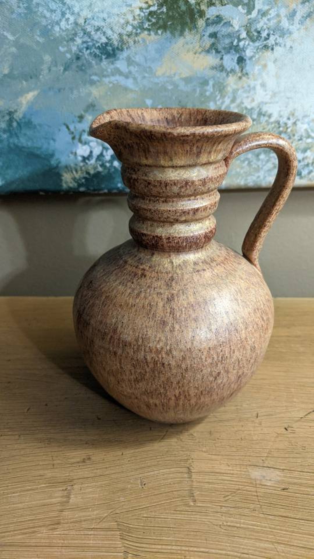 Old Southern Pottery Long Neck Pitcher Vase Brown Sugar Varigated Glaze ...