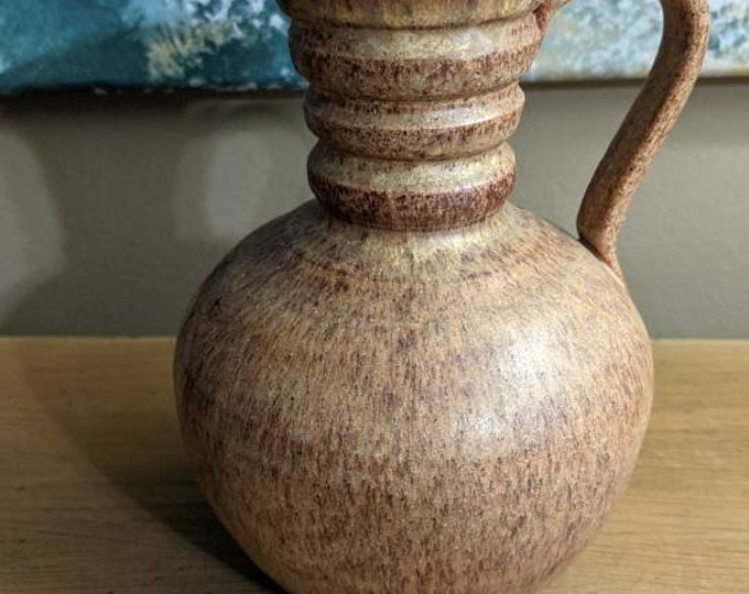 Old Southern Pottery Long Neck Pitcher Vase Brown Sugar Varigated Glaze ...
