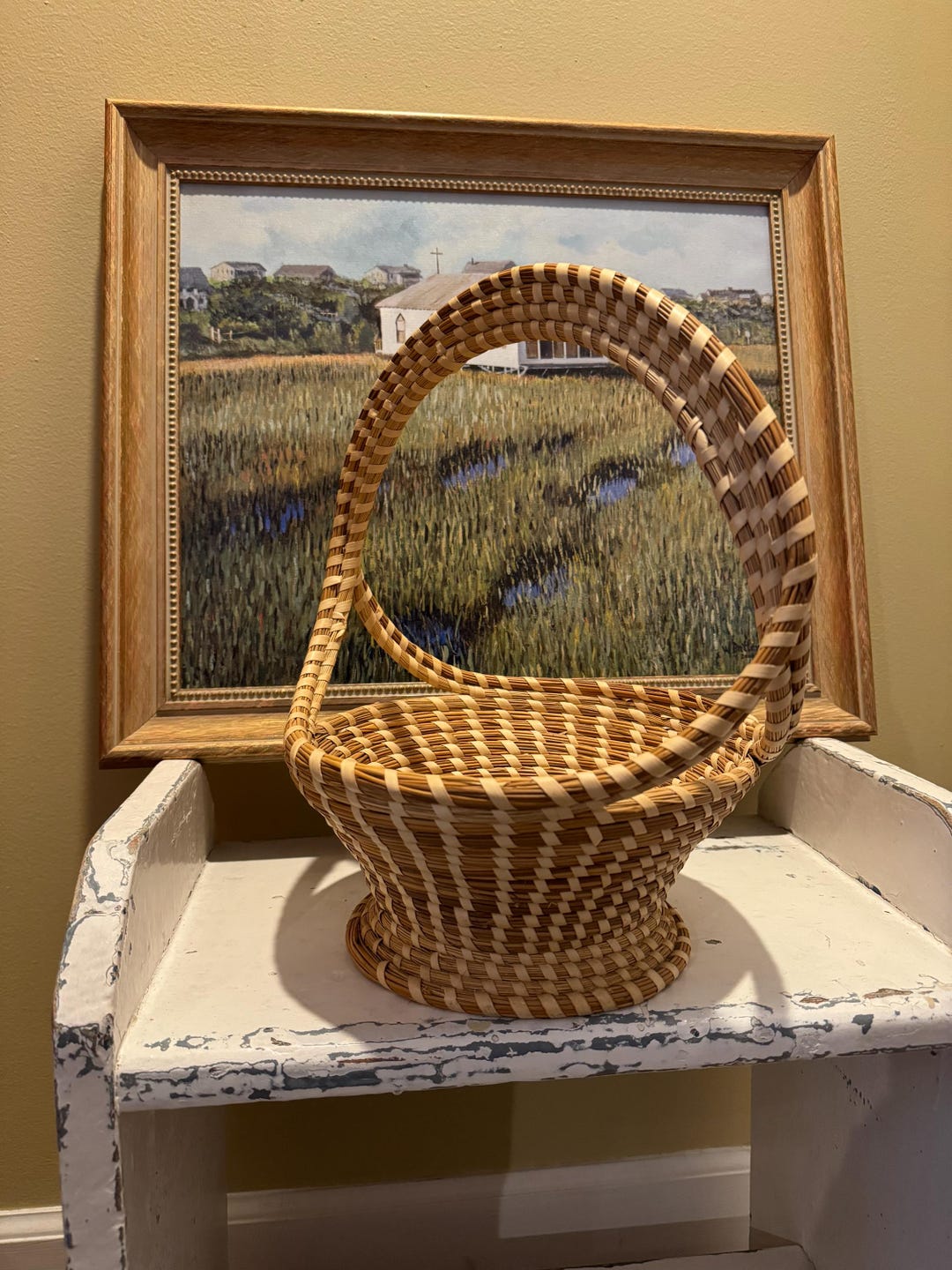 SALE Large Older Gullah Footed Sweetgrass Basket From Charleston, SC ...