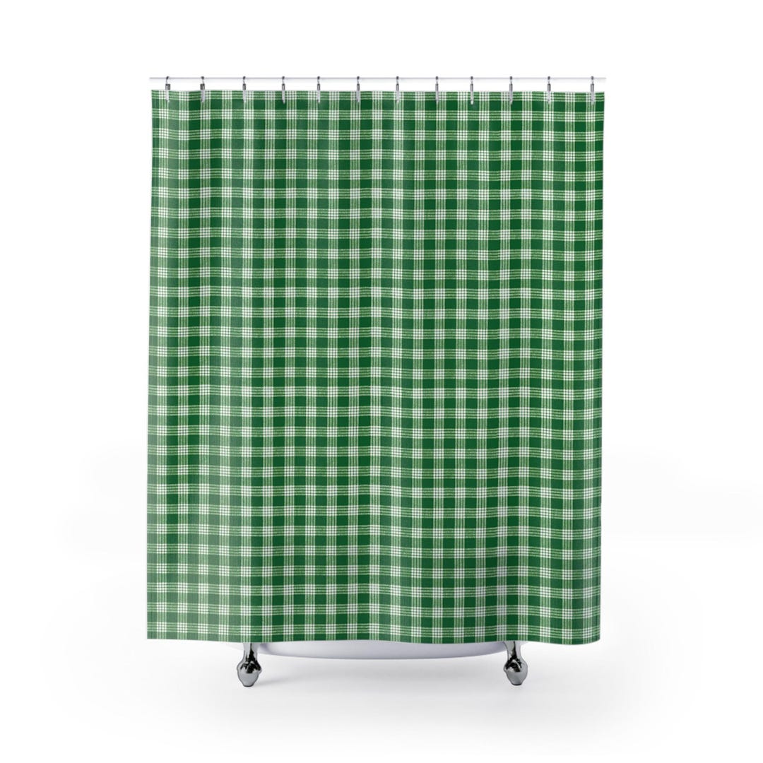 Green Palaka Shower Curtain, Bold Print Bathroom Decor - Etsy