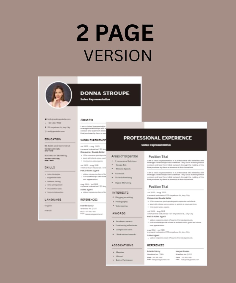 Classic Resume Design – Professional CV Template - Etsy