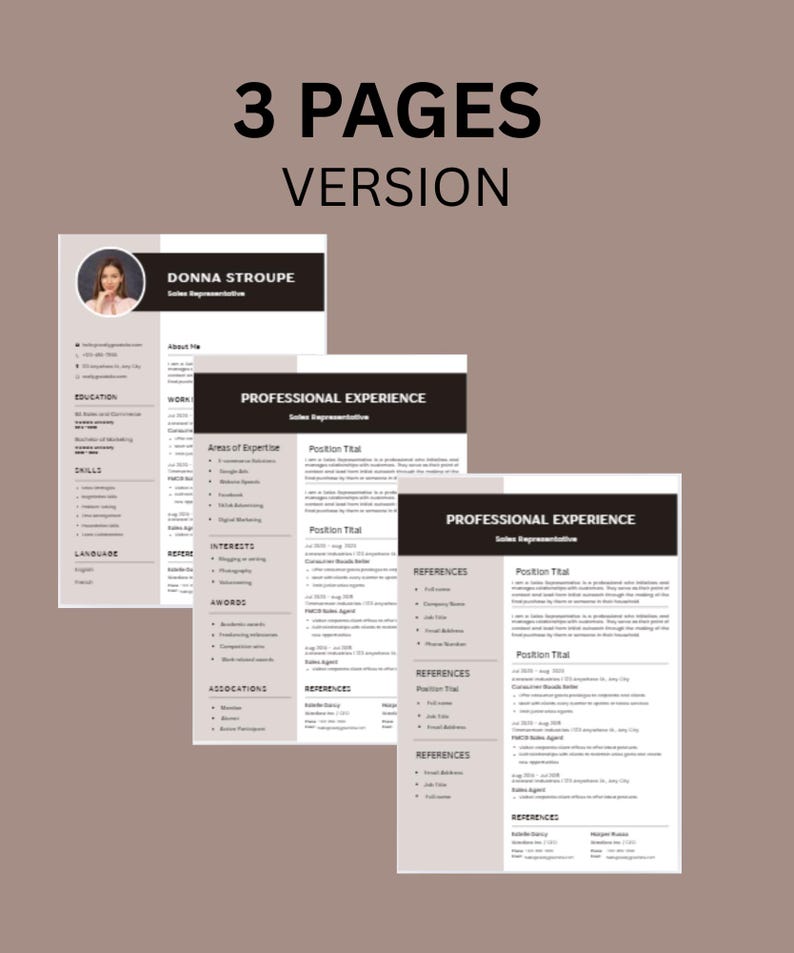 Classic Resume Design – Professional CV Template - Etsy