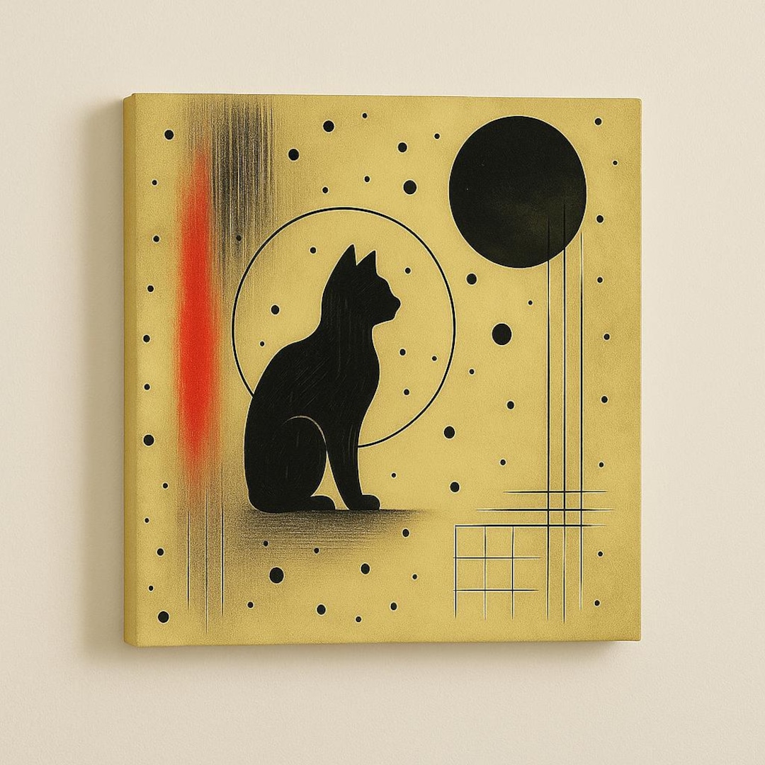 Geometric Black Cat Canvas Art – Modern Minimalist Wall Decor - Etsy
