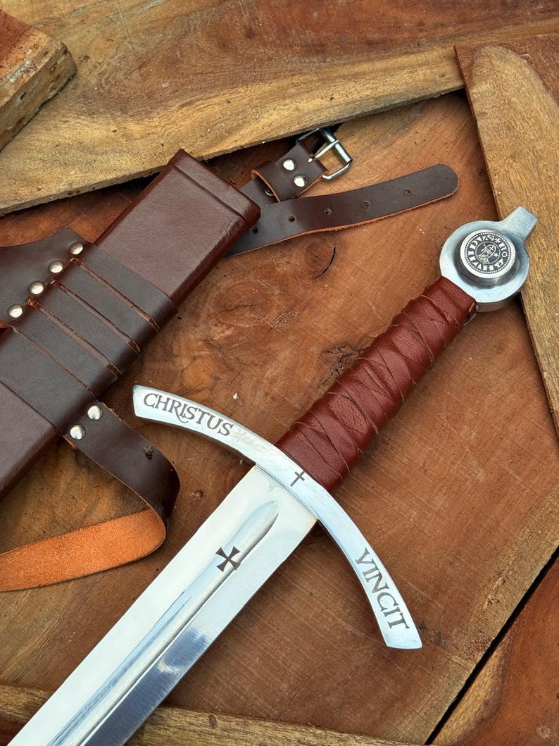Handmade Medieval Crusader Sword – Christian Knight Blade With Leather ...