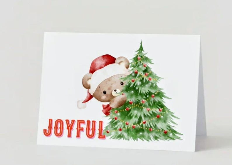 Printable Christmas Cards for Kids: Set of 4 Holiday Cards (digital ...