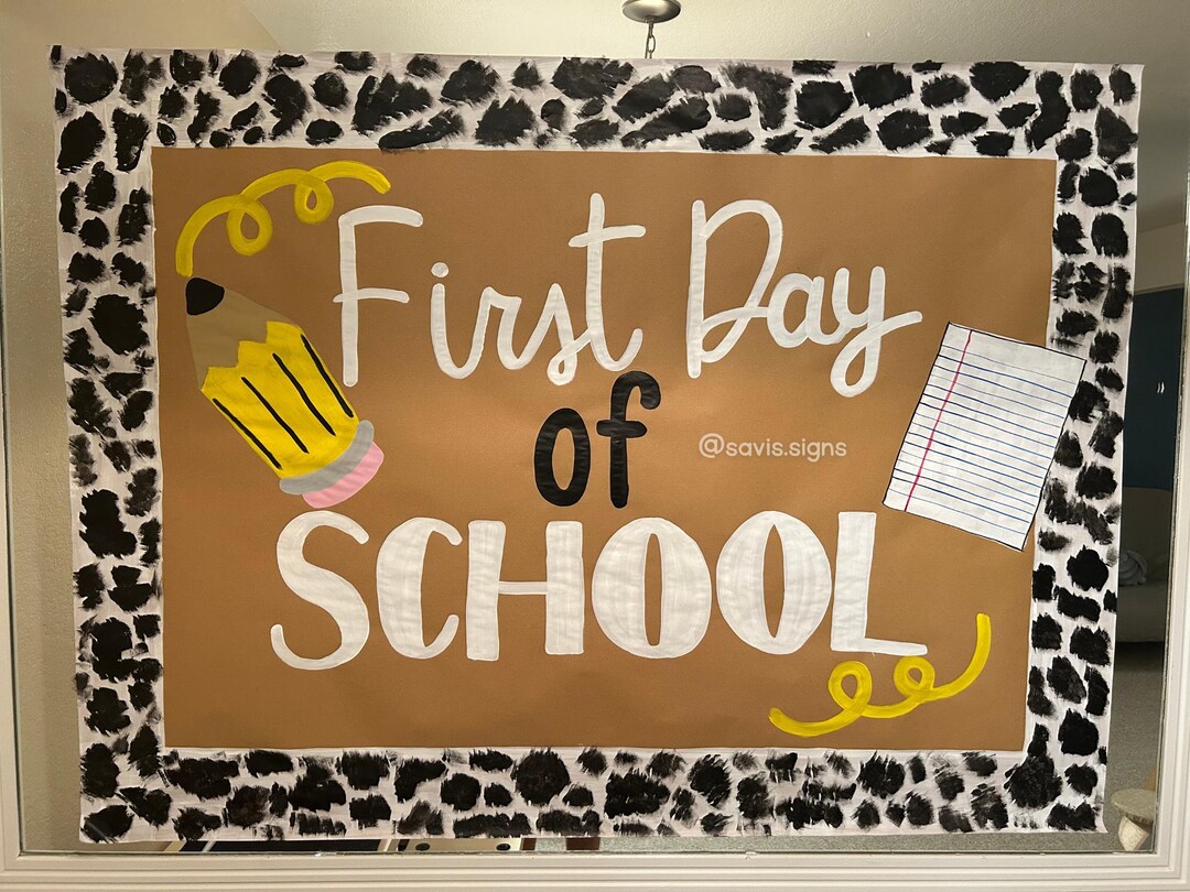 First Day of School Hand Painted Banner (3 Ft. X 4 Ft.) - Etsy