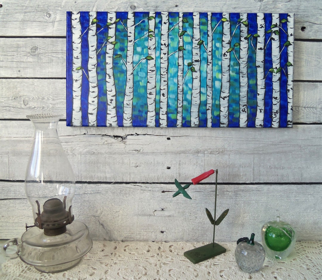 Original Birch Tree Painting Forest Wall Art Impressionist White Birch ...