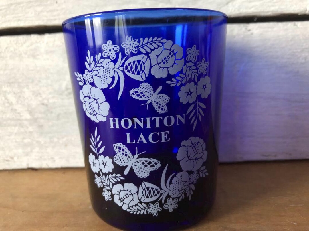 Cobalt Blue Honiton Lace Glass - Vintage France Reims Water Glass ...