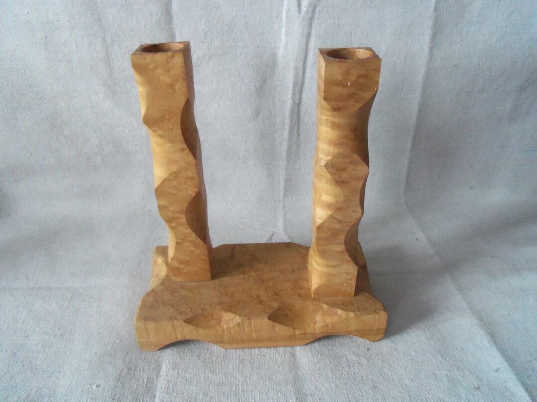 Unique Candle Stick - Wooden Birds Eye Maple Double Candlestick ...
