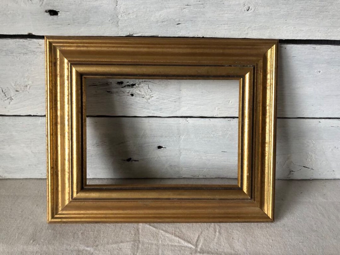 Wooden Picture Frame Wood Frame With Gold Paint 7 X 5 Image Size Wide ...