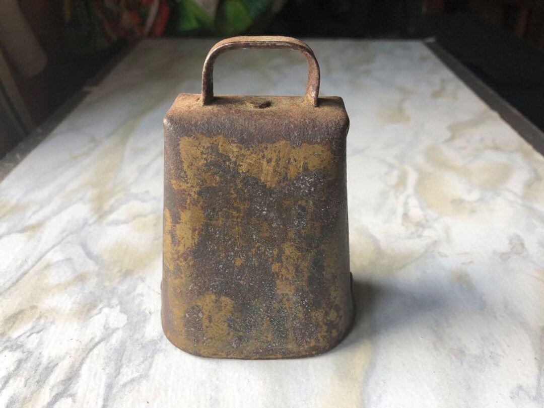 Antique Cow Bell Rustic Folded Riveted Cowbell With Original Clapper ...