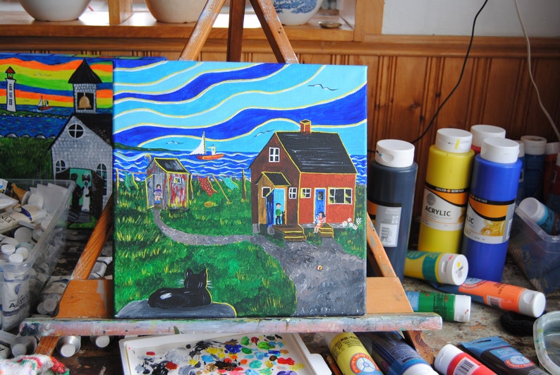 Original painting Flower painting Floral painting Whimsical Folk art ...