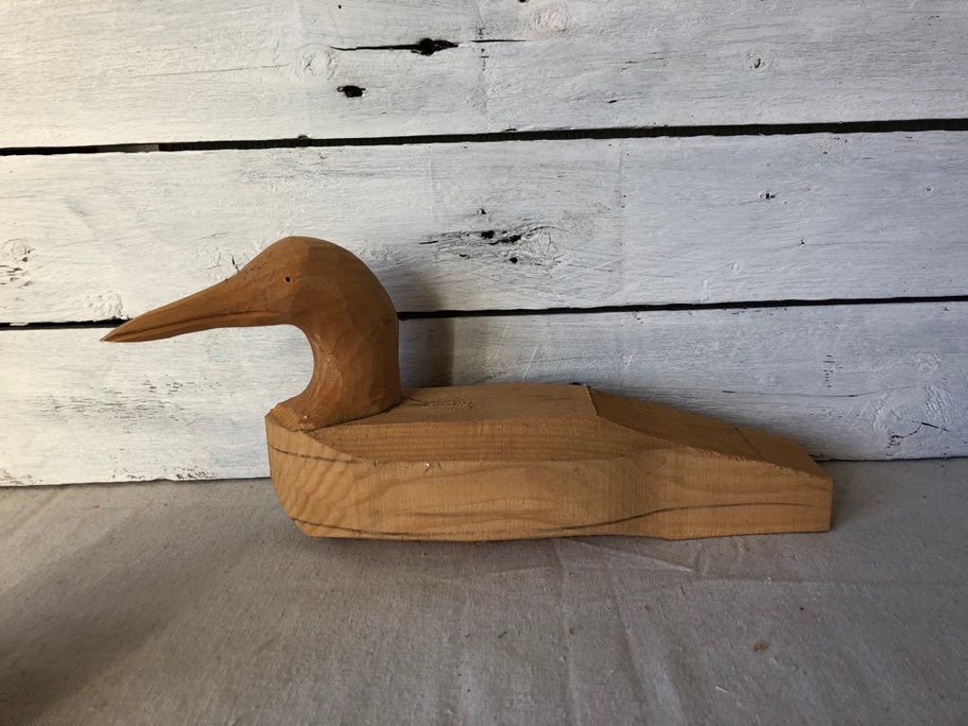 Vintage Loon Cutout Wooden Loon Carving Unfinished Pine Carving of Loon ...