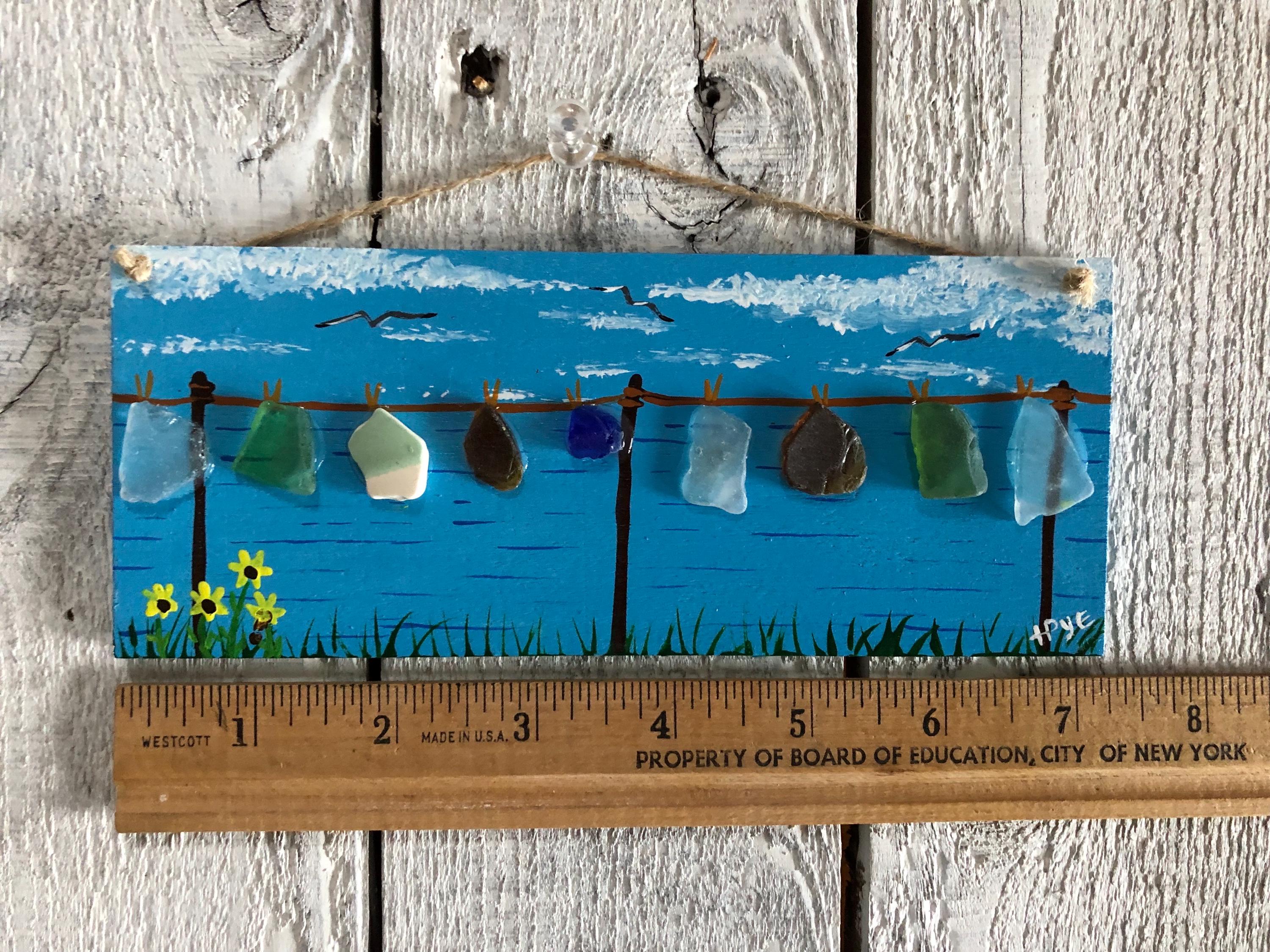 Sea Glass Art - Clothesline on a Nova Scotia Coast - Beach Glass Decor ...