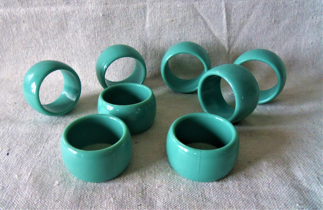 Retro Turquoise Napkin Rings Retro Plastic Napkin Rings 8 Green Napkin ...