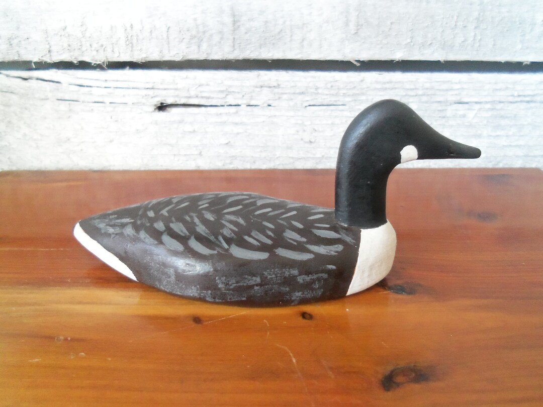 Vintage Duck Carving Small Canada Goose Carving Signed Carving Wooden ...