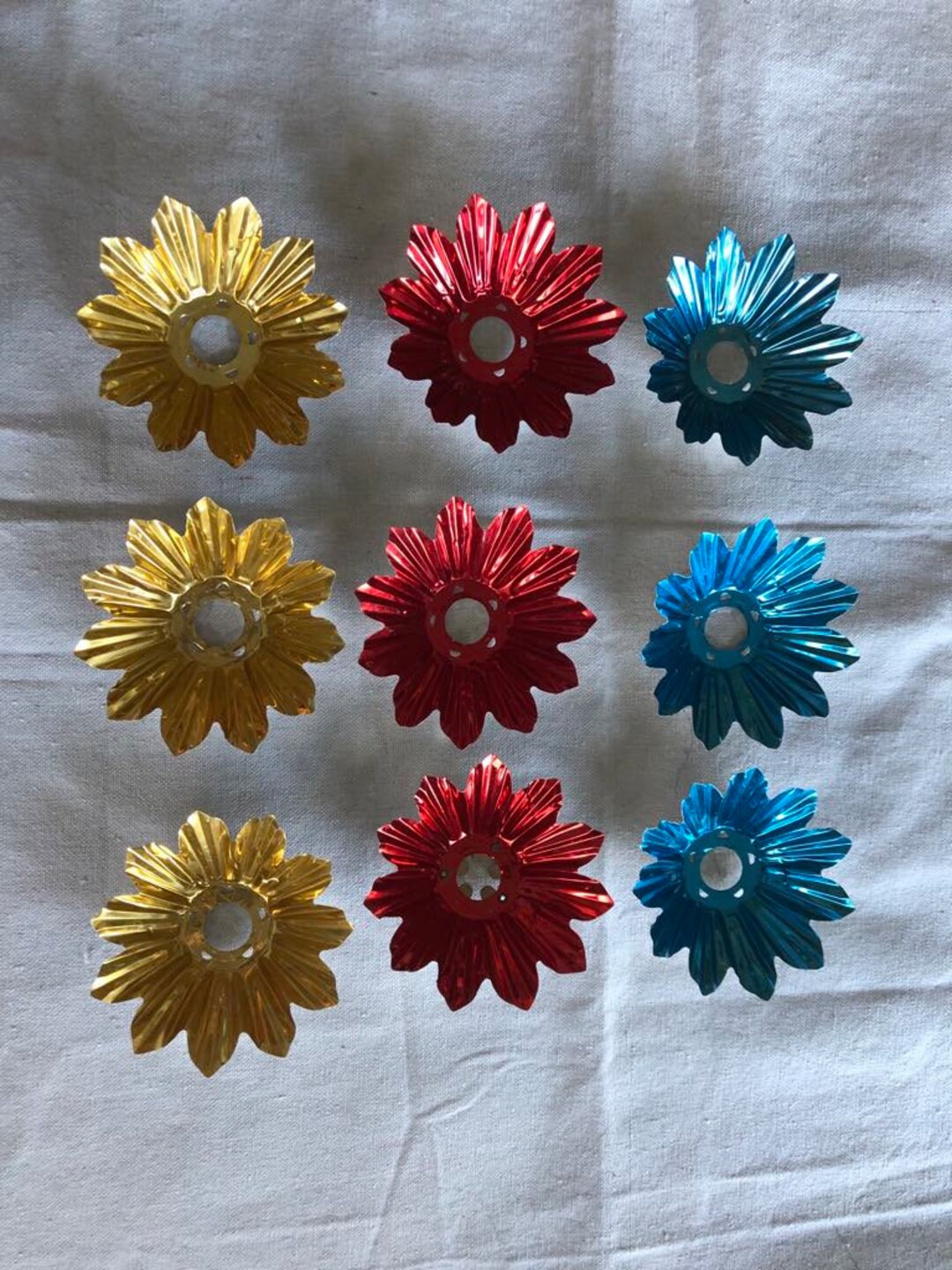 Vintage Set of 9 Glo Foil Starburst Christmas Tree Light Reflector ...