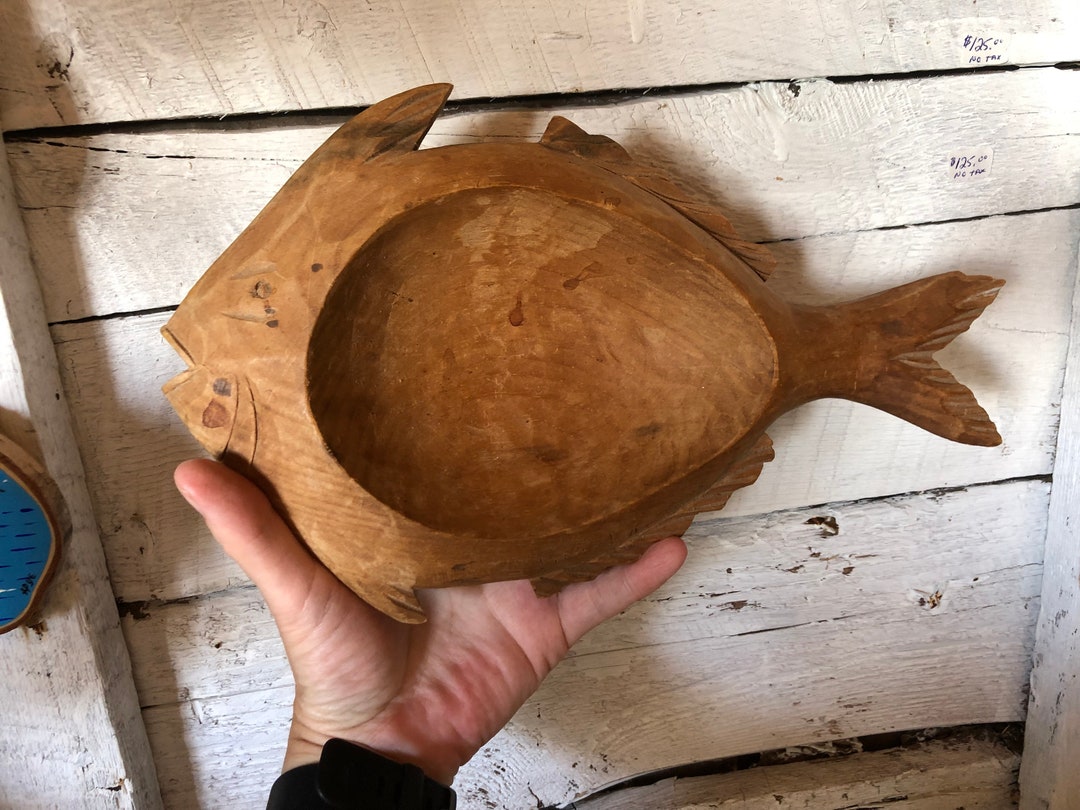 Vintage Rare Carved Folk Art Fish Bowl by Lionel Dube Canadian Folk Art ...