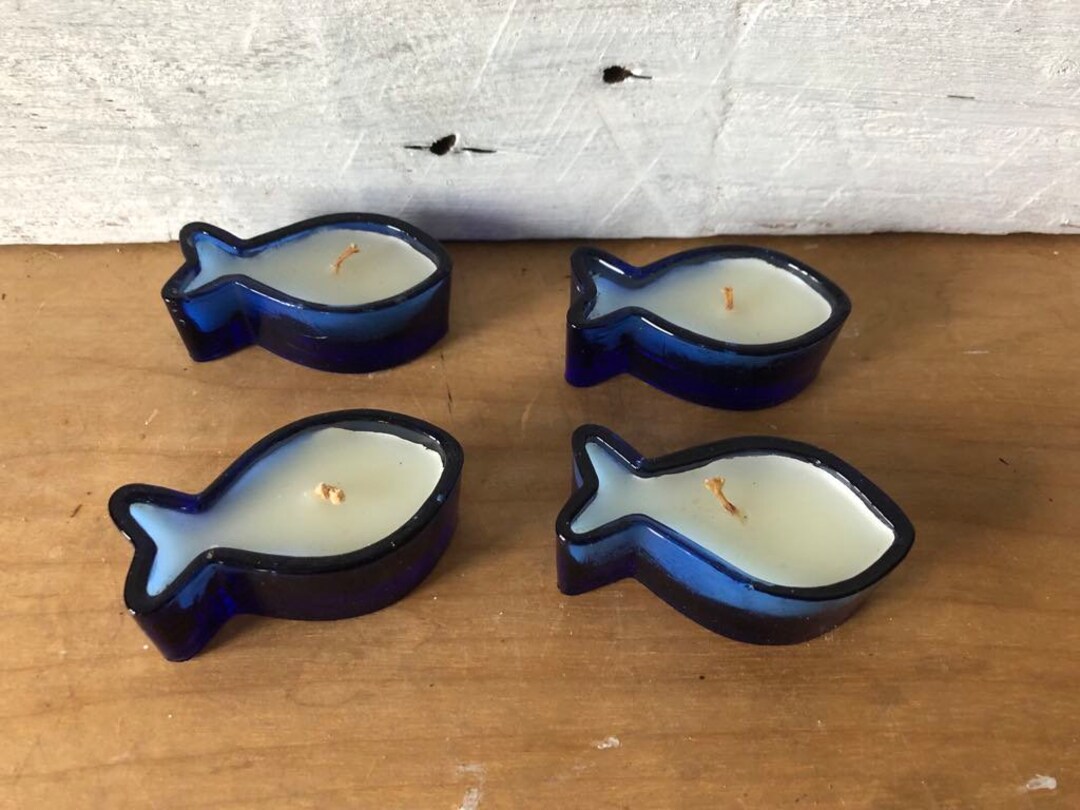 Fish Shaped Candles - Cobalt Blue Tea Light Candles in Fish Shaped Blue ...