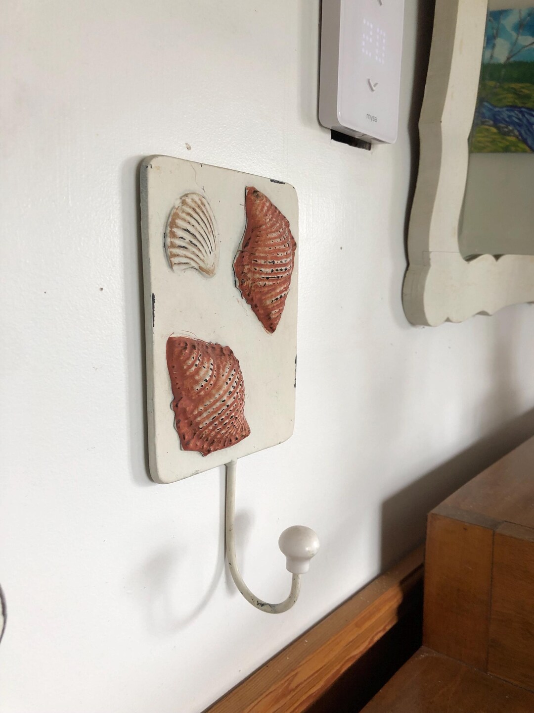 Vintage Sea Shell Wall Hook - Metal Wall Beach Decor - Coat , Key , Dog ...