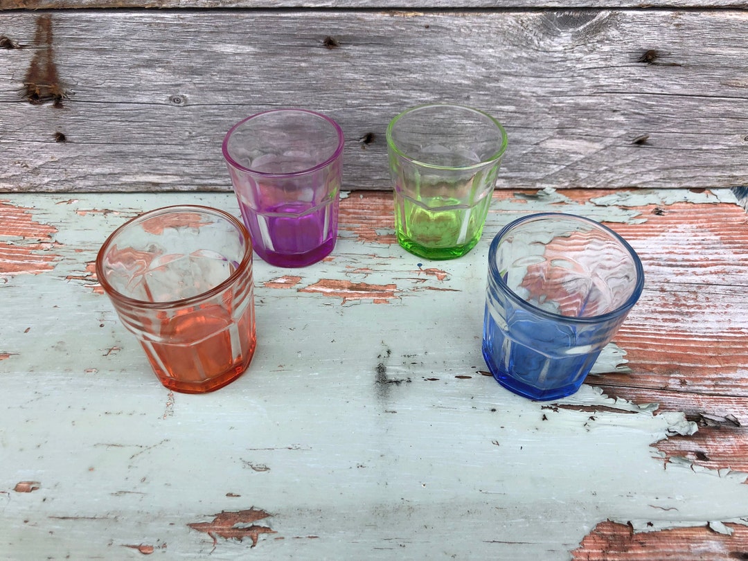 Vintage Set of 4 Colored Shot Glasses - Etsy