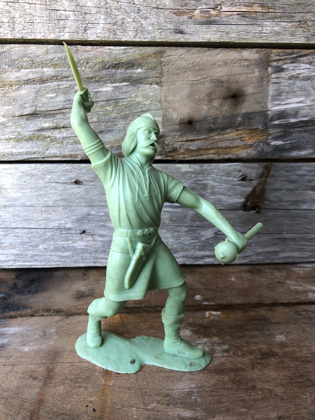 Vintage Louis Marx Viking With Sword Figure Light Green Fighting Viking ...